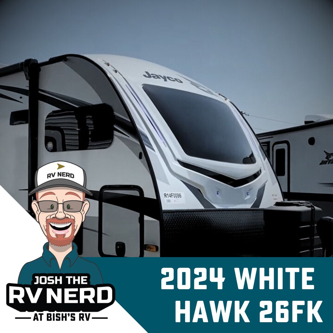 A Crazy Nose Cap Shape! 2024 White Hawk 26FK Travel Trailer by Jayco RV