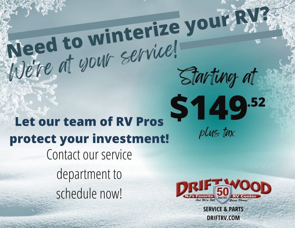 Let the RV experts winterize your RV at Driftwood RV Center