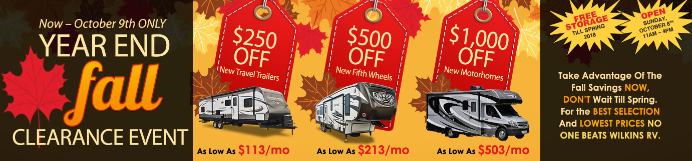 Fall Clearance Event- RVs For Sale Now At Wilkins RV! - Wilkins RV Blog